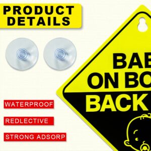 2 PCS Baby On Board Stickers for Cars, Baby on Board Car Signs Safety Warning Stickers Reflection Waterproof Stickers for Window Cling (5×5 Inch)