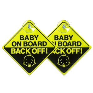 2 pcs baby on board stickers for cars, baby on board car signs safety warning stickers reflection waterproof stickers for window cling (5×5 inch)