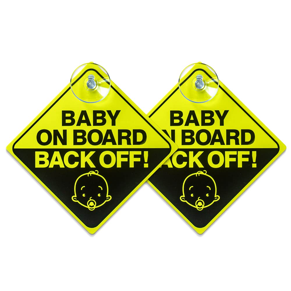 2 PCS Baby On Board Stickers for Cars, Baby on Board Car Signs Safety Warning Stickers Reflection Waterproof Stickers for Window Cling (5×5 Inch)