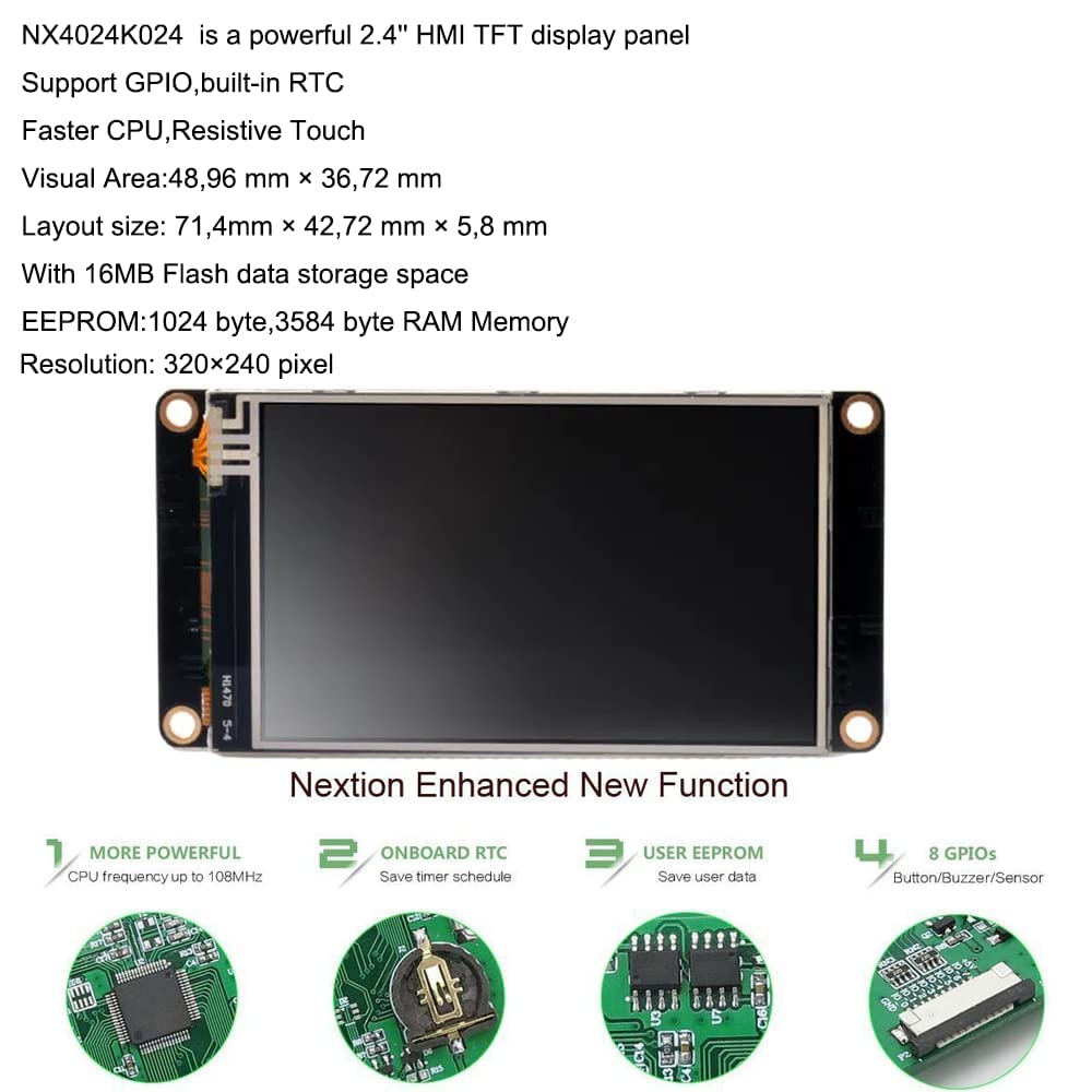 Ferwooh English Nextion Enhanced 2.4'' HMI USART UART Serial TFT Touch Display Module Screen Panel (NX3224K024)