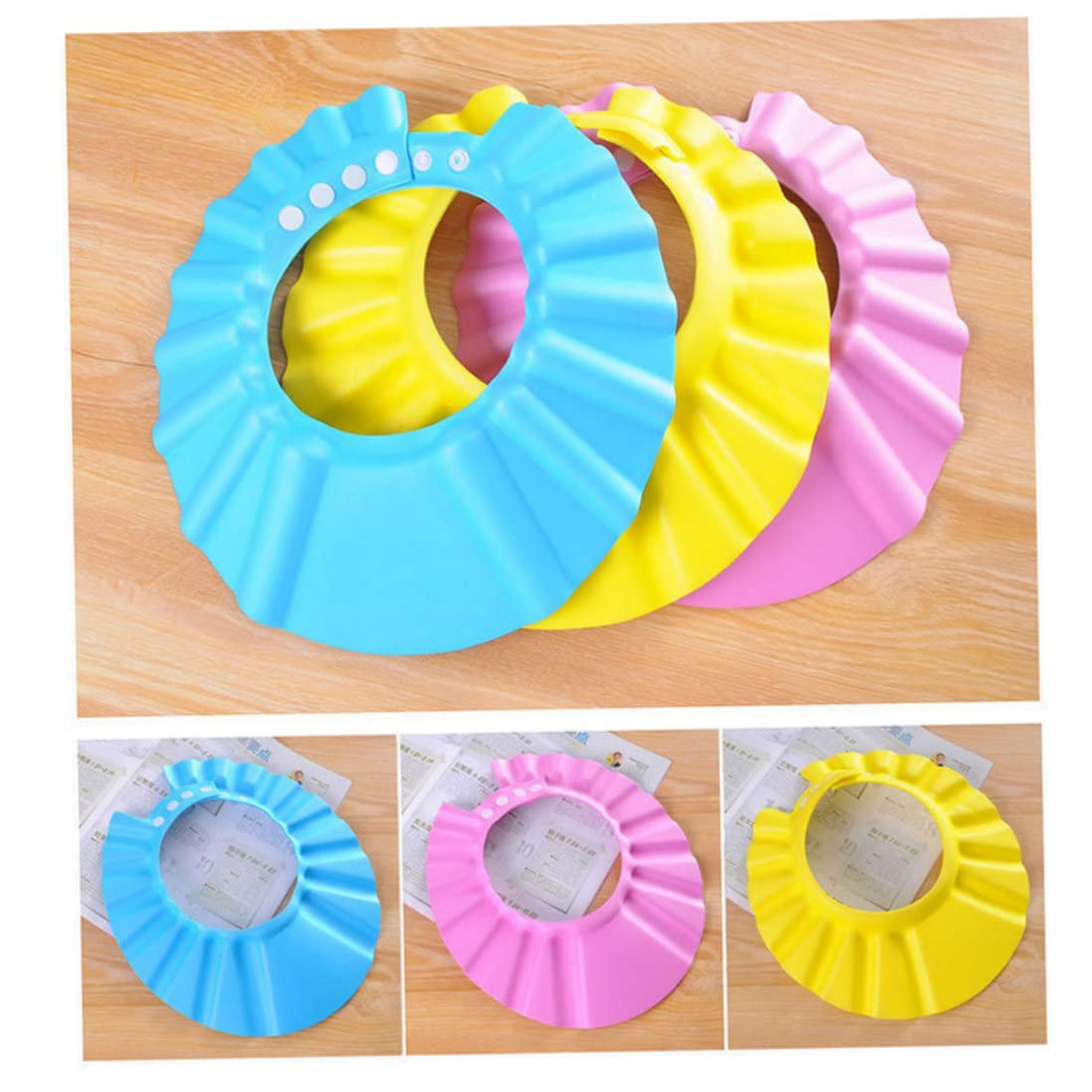 Baby Bath Soft Cap Adjustable Soft Bath Cap Shampoo Protection Products for Baby Kids Child Shower 3PCS