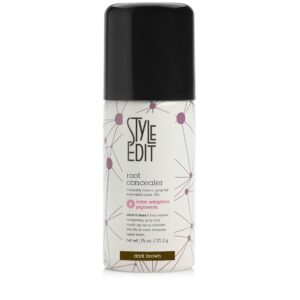 root touch up spray for dark brown hair by style edit | gray hair coverage | temporary dark brown hair dye | 0.75 oz. travel size