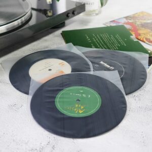 sdroceRyaM 50PCS 12 Inches LP Vinyl Record Inner Sleeves Anti Static Plastic Round Bottom Protective Sleeves, Translucent