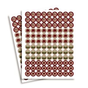 Oh Boy! Outdoorsy Red and Black Plaid Lumberjack Boy Baby Shower Kiss Sticker Labels, 300 0.75” Circle Sticker for Chocolate Kisses by Amanda Creation, Great for Favors, Treats, Envelopes & Goodie Bag