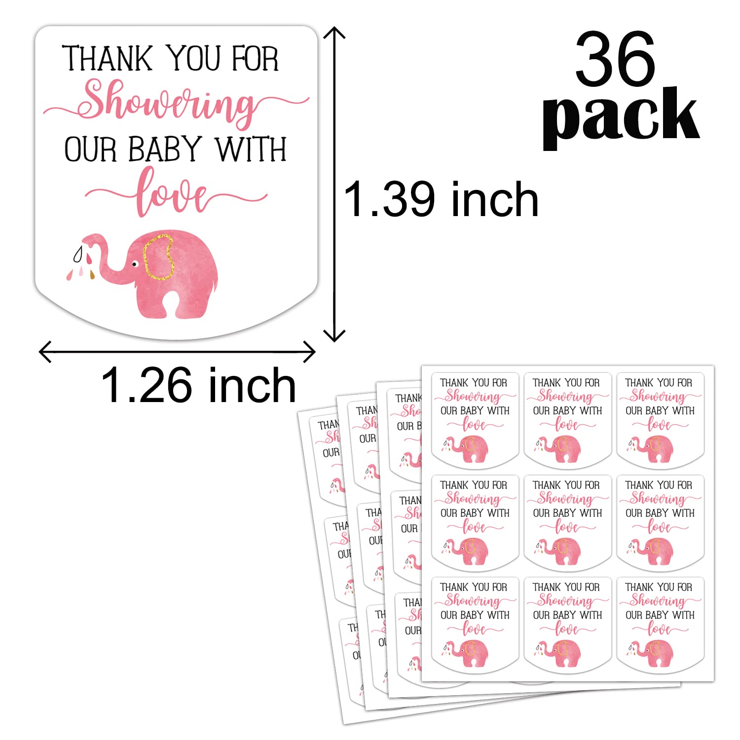 Hand Sanitizer Labels Thank You for Showering Our Little One with Love Stickers, Baby Shower Favor Party Favors Girls., Blue,1.26inches x 1.39inches