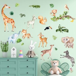 Jungle Wall Decals Peel and Stick Floral Wall Stickers for Nursery Kids Bedroom Livingroom PlayRoom Home Wall Art