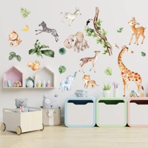 Jungle Wall Decals Peel and Stick Floral Wall Stickers for Nursery Kids Bedroom Livingroom PlayRoom Home Wall Art