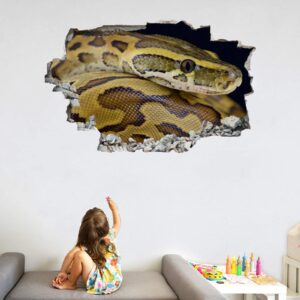 Animal Wall Decals Art 3D Smashed Snake Removable Wall Stickers Modern Wall Mural Bedroom Self Adhesive Vinyl for Girls Kids Bedroom Nursery Home Decor Gift 26 x 18 Inch