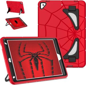 auizotl kids cases for ipad 9th generation, ipad 8th / 7th generation case, for ipad 10.2 case with sturdy kickstands, heavy duty shockproof ipad 10.2 case for kids children boys(red+black)