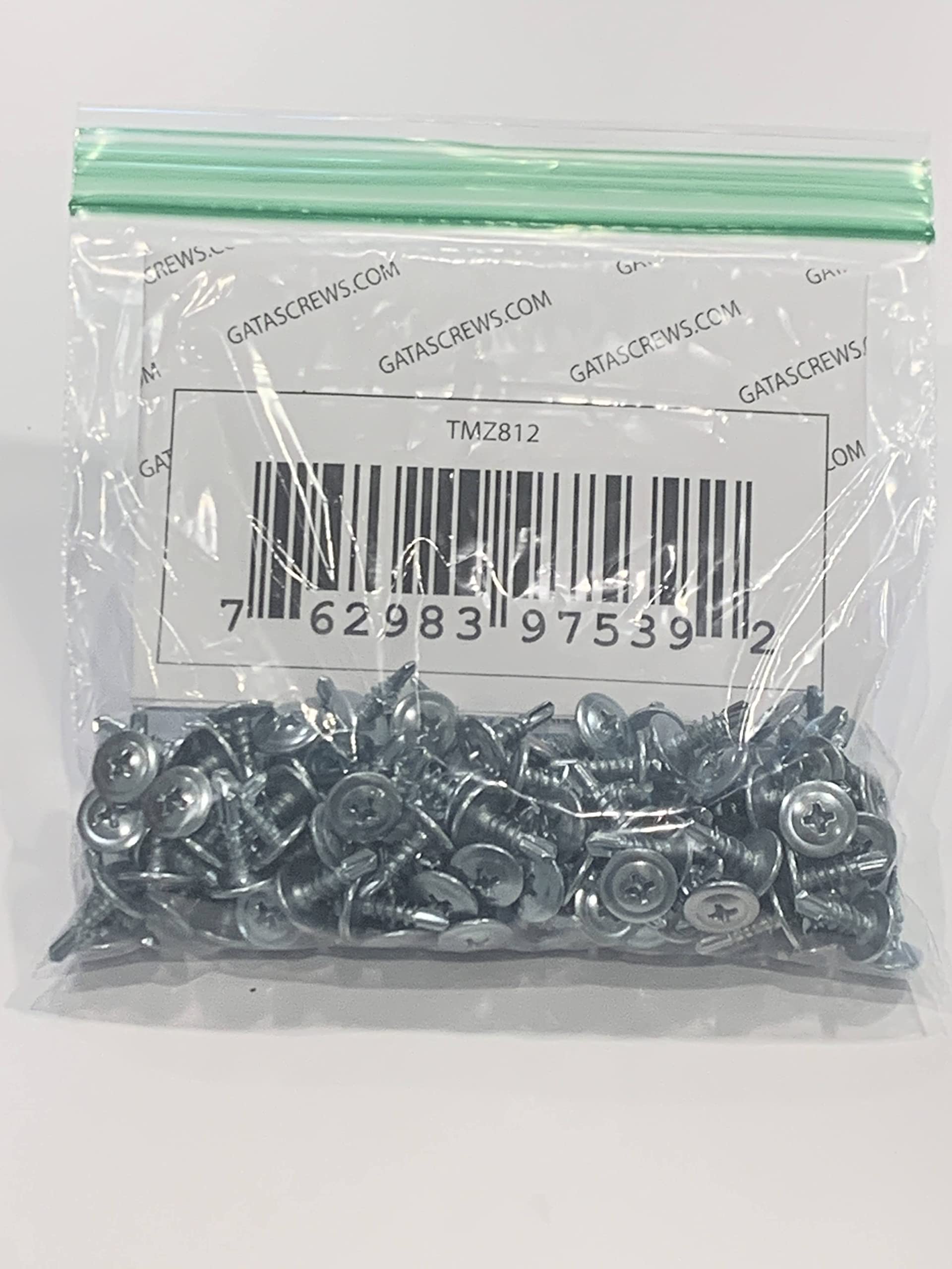 #8 x 1/2" Phillips Modified Truss Head Self-Drilling Tek Screw, Zinc Plated Steel for Sheet Metal - Pack 144 Units GATASCREWS