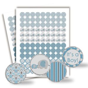 new little peanut elephant boy baby sprinkle baby shower kiss sticker labels, 300 party circle stickers sized 0.75” for chocolate drop kisses by amanda creation, great for favors, treats, envelope