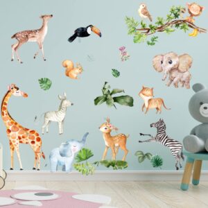 Jungle Wall Decals Peel and Stick Floral Wall Stickers for Nursery Kids Bedroom Livingroom PlayRoom Home Wall Art