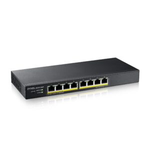 zyxel 8-port poe switch gigabit ethernet smart (gs1915-8ep) - managed, with 8x poe+ @ 60w, optional nebula cloud management, desktop or wall mount, limited lifetime protection