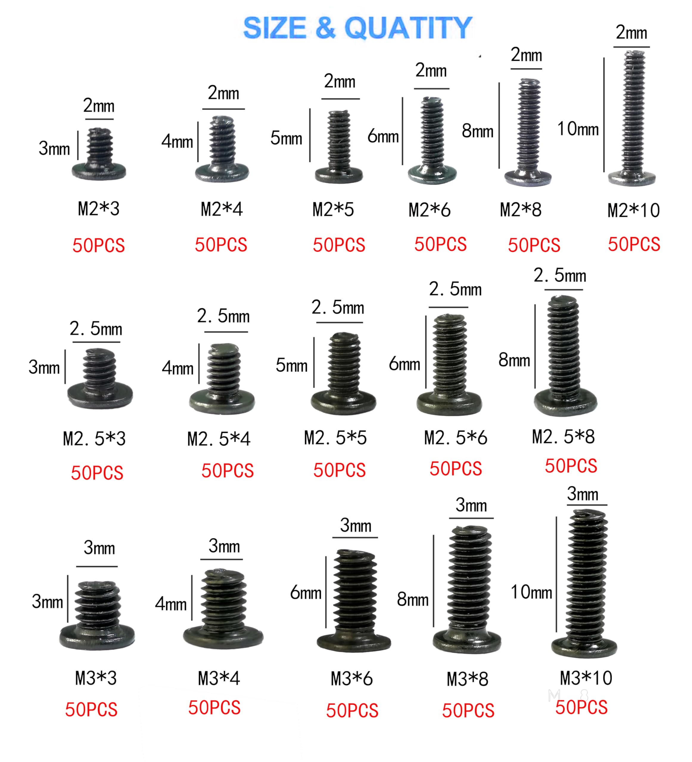 800Pcs Laptop Screws, M2 M2.5 M3 Notebook Computer PC Replacement Screw Kit Set for Sony DELL Samsung IBM HP Toshiba Motherboard SSD PC Fan Repair (16 Sizes)