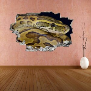 Animal Wall Decals Art 3D Smashed Snake Removable Wall Stickers Modern Wall Mural Bedroom Self Adhesive Vinyl for Girls Kids Bedroom Nursery Home Decor Gift 26 x 18 Inch