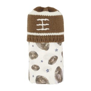 Mud Pie Baby Boy Football Swaddle and Hat Set, Blue, 0-6 Months