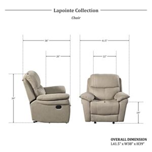 Lexicon Lapointe Wall-Hugger Manual Glider Reclining Chair, Tan