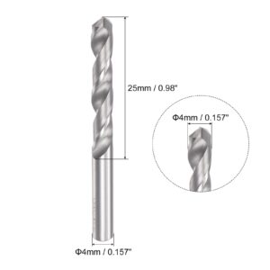 uxcell Solid Carbide Drill Bits, 4mm C2/K20 Tungsten Carbide Jobber Drill Bits Straight Shank Drilling Tool for Stainless Steel Aluminum Iron Metal Plastic