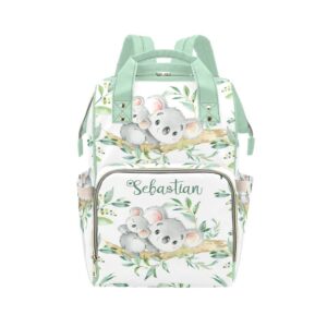 sunfancy koala leaves personalized diaper backpack custom mommy bag unisex travel daypack for mom dad boy girl