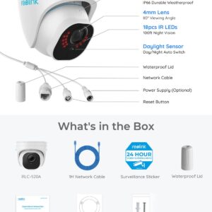 REOLINK PoE Outdoor Home Security Cameras, 5MP Dome Bullet IP Surveillance Cameras, Smart Human/Vehicle Detection, Work with Smart Home, Time-Lapse, RLC-510A-2P Bundle with RLC-520A-2P