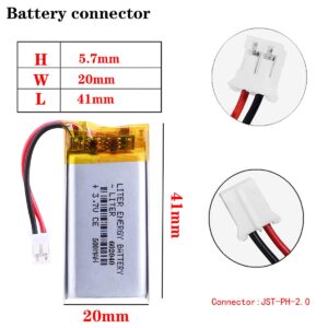 Liter Energy Battery 3.7V Lipo Battery 500mAh Rechargeable Lithium ion Polymer Battery 602040 Lithium Polymer ion Battery with JST Connector