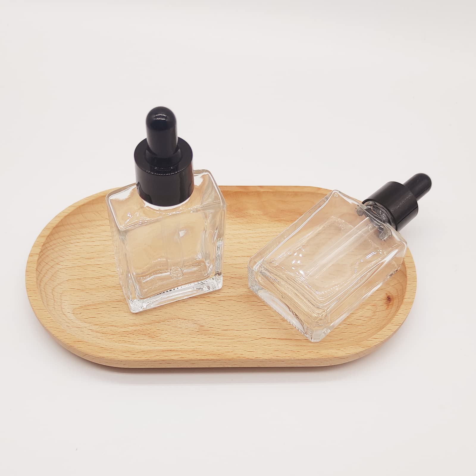 PimyRcyi Glass Bottle for Essential Oils,1 oz Small Empty Drop Bottle, 30ml Square Essence Glass Lab Dropping Serum Container (Clear,12PCS)