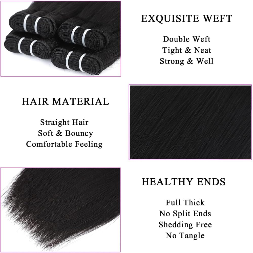 8 inch short hair bundles 10A Brazilian Straight Virgin Hair 4 Bundles Straight Hair 100% Unprocessed Straight Human Hair Bundles 50g/Pcs Natural color (8"8"8"8")