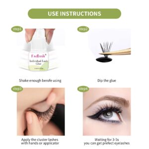 Individual Lash Glue FADLASH Cluster Lash Glue 2-3S Dry Time 7-15 Days Retention DIY Lash Extension Glue Self Application Sensitive Lash Cluster Glue Black 5ml (DIY/Cluster Lashes Use Only)