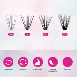 DIY Eyelash Extension Large Tray 10D 20D 30D 40D Cluster Lashes Mixed Tray Natural Long Mink Individual Lashes Reusable False Eyelashes Extension (20D-0.07-C, 8-16mm)