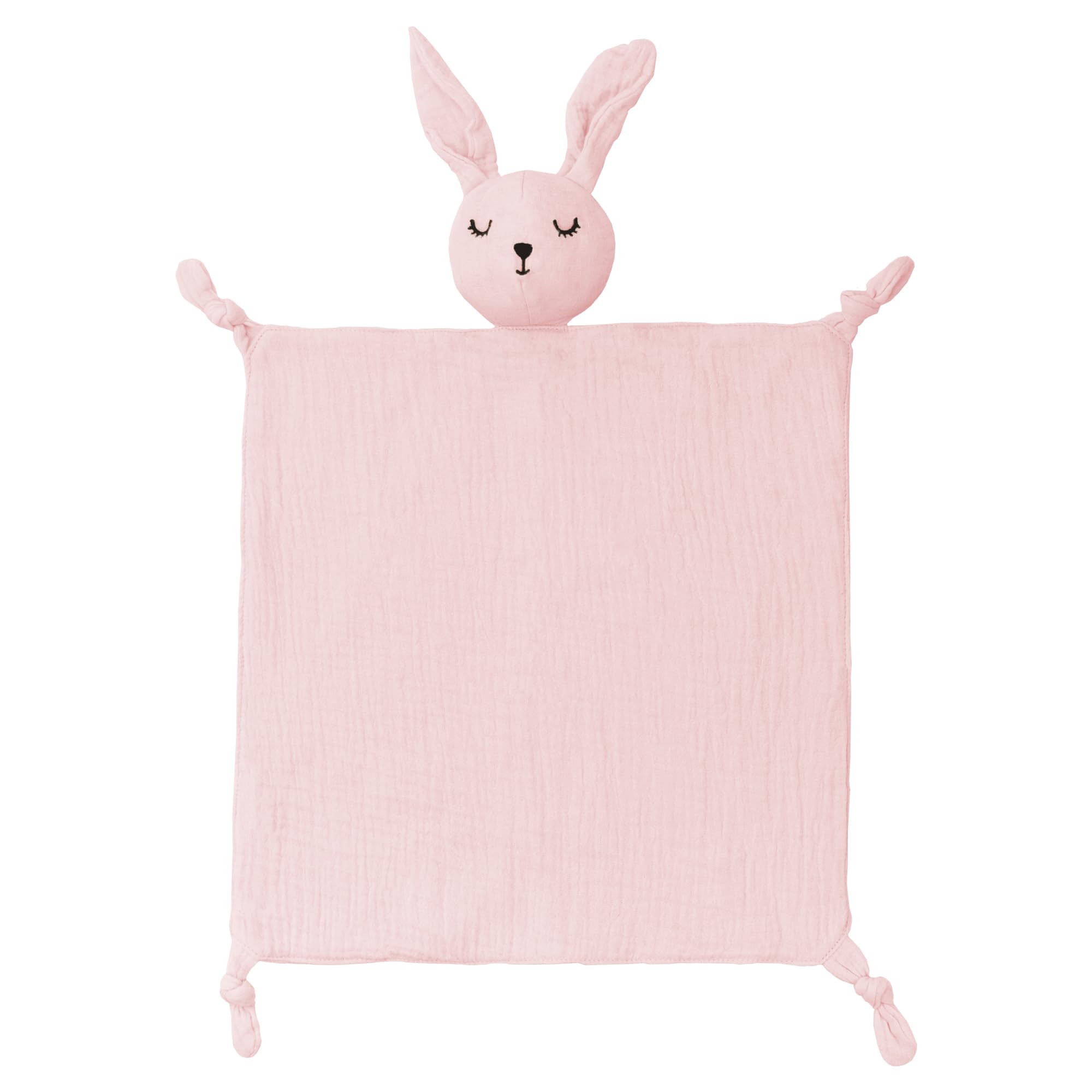 ZIGJOY Bunny Lovey Muslin Cotton Baby Security Blanket Soft Breathable Lovies for Babies Gifts for Newborn Infant Toddler Boys and Girls, Pink