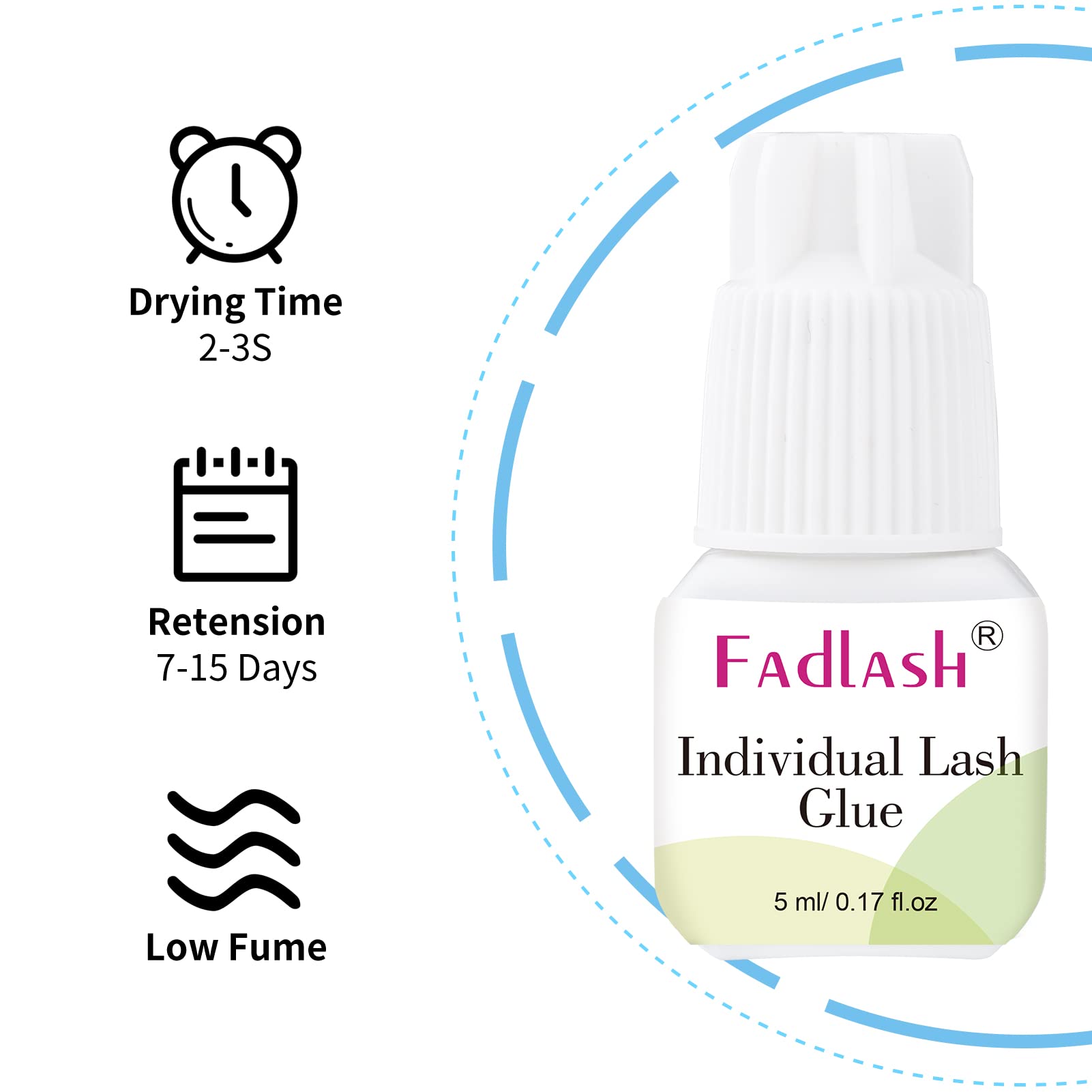 Individual Lash Glue FADLASH Cluster Lash Glue 2-3S Dry Time 7-15 Days Retention DIY Lash Extension Glue Self Application Sensitive Lash Cluster Glue Black 5ml (DIY/Cluster Lashes Use Only)