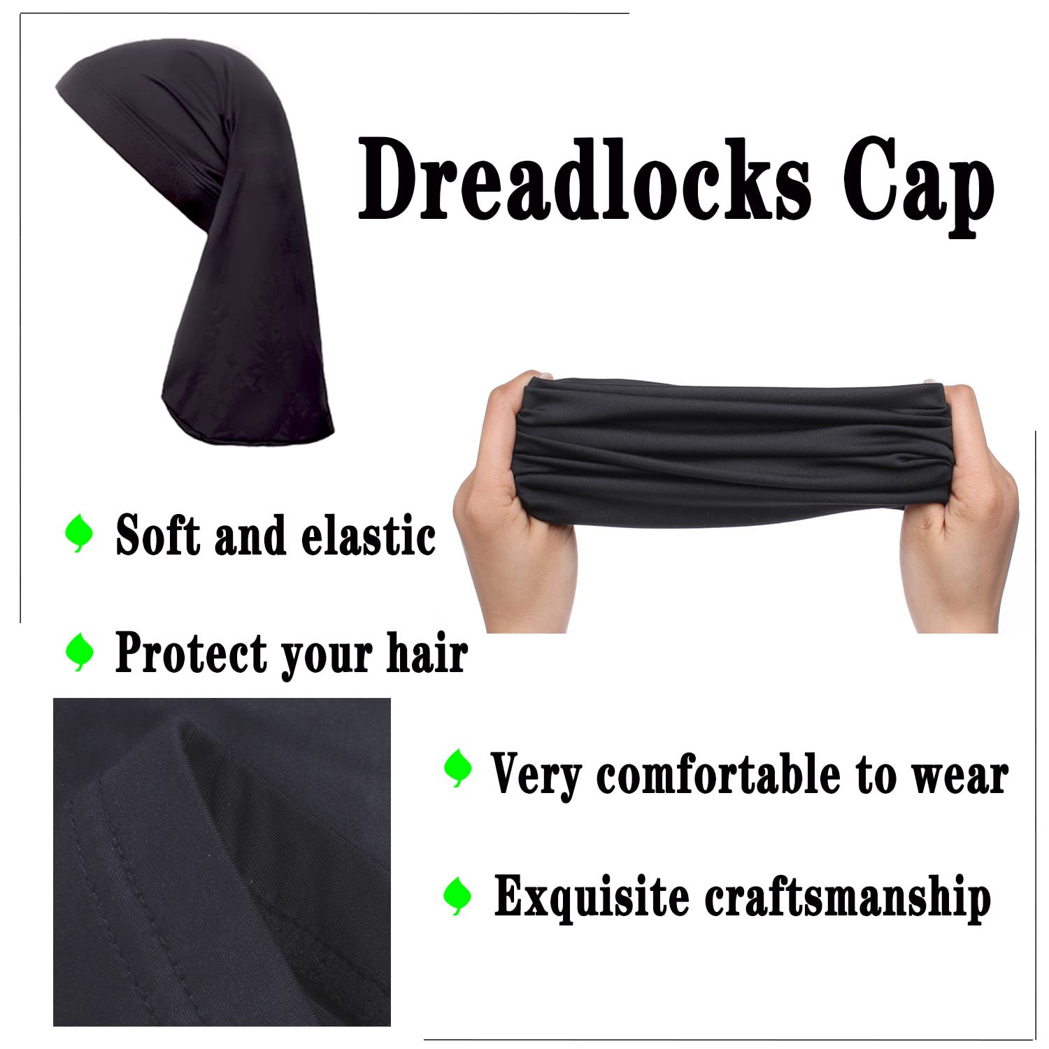 Leeven 2 Packs Dreadlock Cap Designed for Men with Natural Curly Wave Hair Dreadlock Cap Long Hair Dreads Head Wrap Sleeping Cap Hair Accessories Sleep Cap for Men…