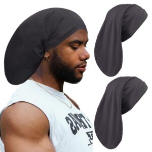 leeven 2 packs dreadlock cap designed for men with natural curly wave hair dreadlock cap long hair dreads head wrap sleeping cap hair accessories sleep cap for men…