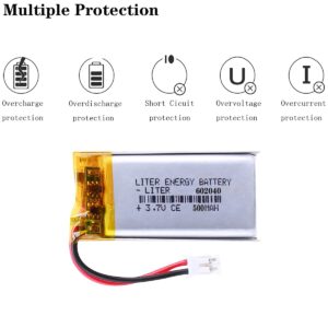 Liter Energy Battery 3.7V Lipo Battery 500mAh Rechargeable Lithium ion Polymer Battery 602040 Lithium Polymer ion Battery with JST Connector