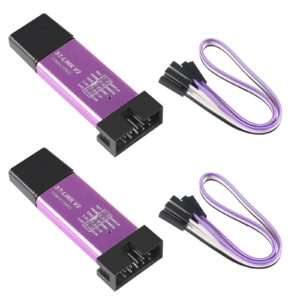 aitiao 2pcs st-link v2 emulator downloader programming unit mini stm8 stm32 m89 with cable (random color)