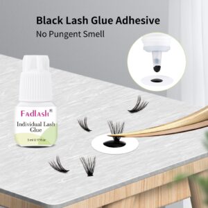 Individual Lash Glue FADLASH Cluster Lash Glue 2-3S Dry Time 7-15 Days Retention DIY Lash Extension Glue Self Application Sensitive Lash Cluster Glue Black 5ml (DIY/Cluster Lashes Use Only)