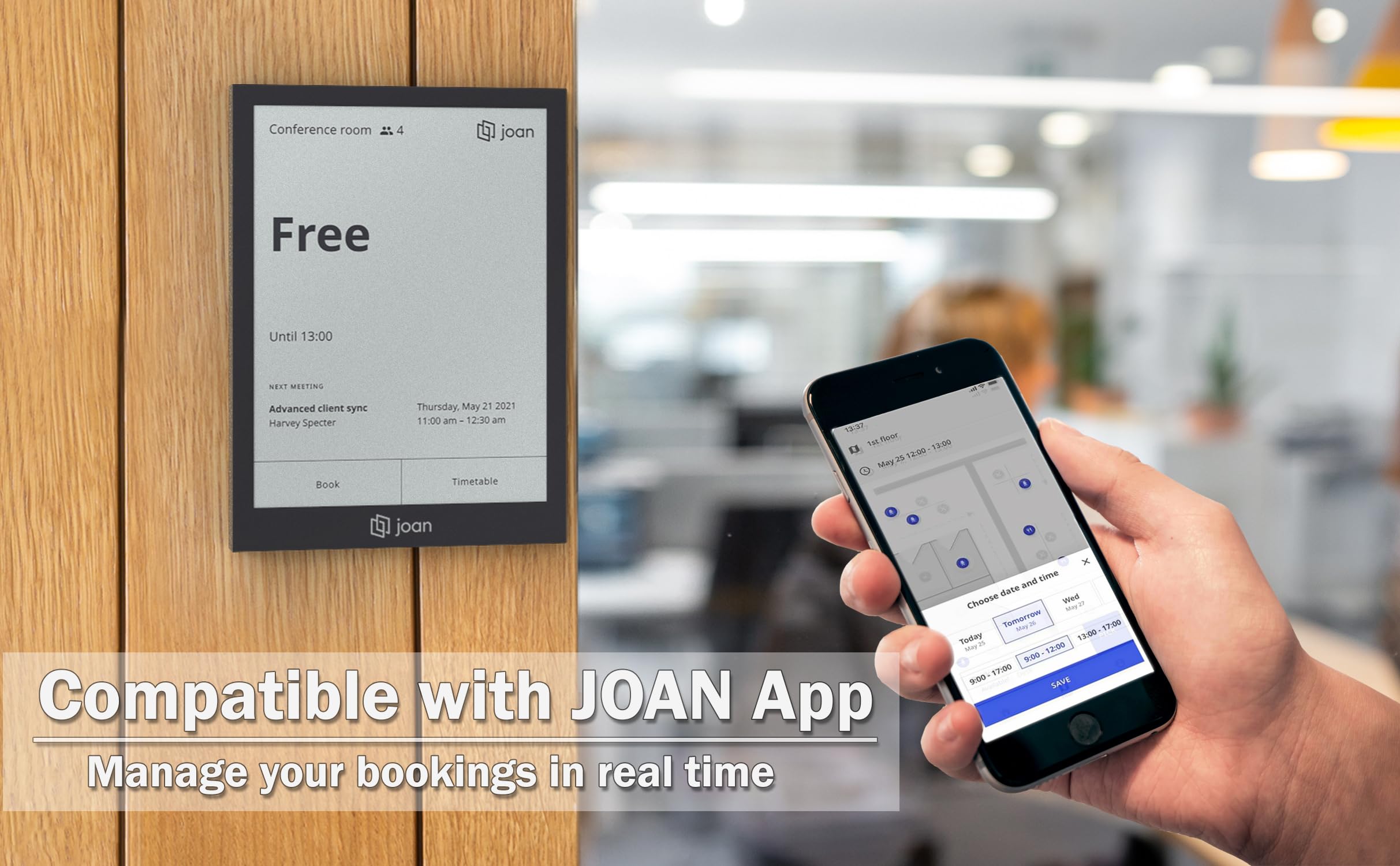 Joan 6 Pro Black: Wireless Meeting Room Scheduler: 6 Inch Tablet E Ink Carta Electronic Paper Screen