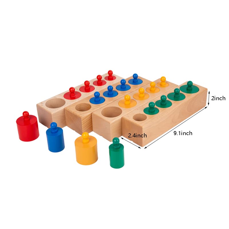 Adena Montessori Knobbed Cylinders Blocks Home Preschool Toys (Colorful Knobbed Cylinders)