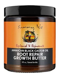 sunny isle jamaican black castor oil root repair growth butter 8oz | restores & revitalizes all damaged hair types | nutrient-rich | fights dry, itchy, flaky scalp