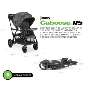 Joovy Caboose RS Sit & Stand Double Stroller for Children Up to 55 lb. with All-Terrain Wheels, UPF50+ Sun Canopy & Magnetic 5-Point Safety Harnesses, Jet