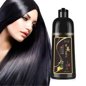 gurkooyd natural hair color shampoo - instant gray hair coverage in minutes - 3 in 1 dye shampoo for women