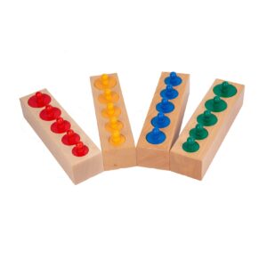 Adena Montessori Knobbed Cylinders Blocks Home Preschool Toys (Colorful Knobbed Cylinders)