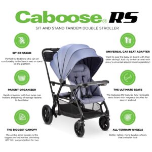 Joovy Caboose RS Sit & Stand Double Stroller for Children Up to 55 lb. with All-Terrain Wheels, UPF50+ Sun Canopy & Magnetic 5-Point Safety Harnesses, Jet