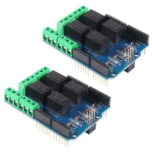 2pcs 4 channel 5v relay shield module, qccan four way relay control board expansion board