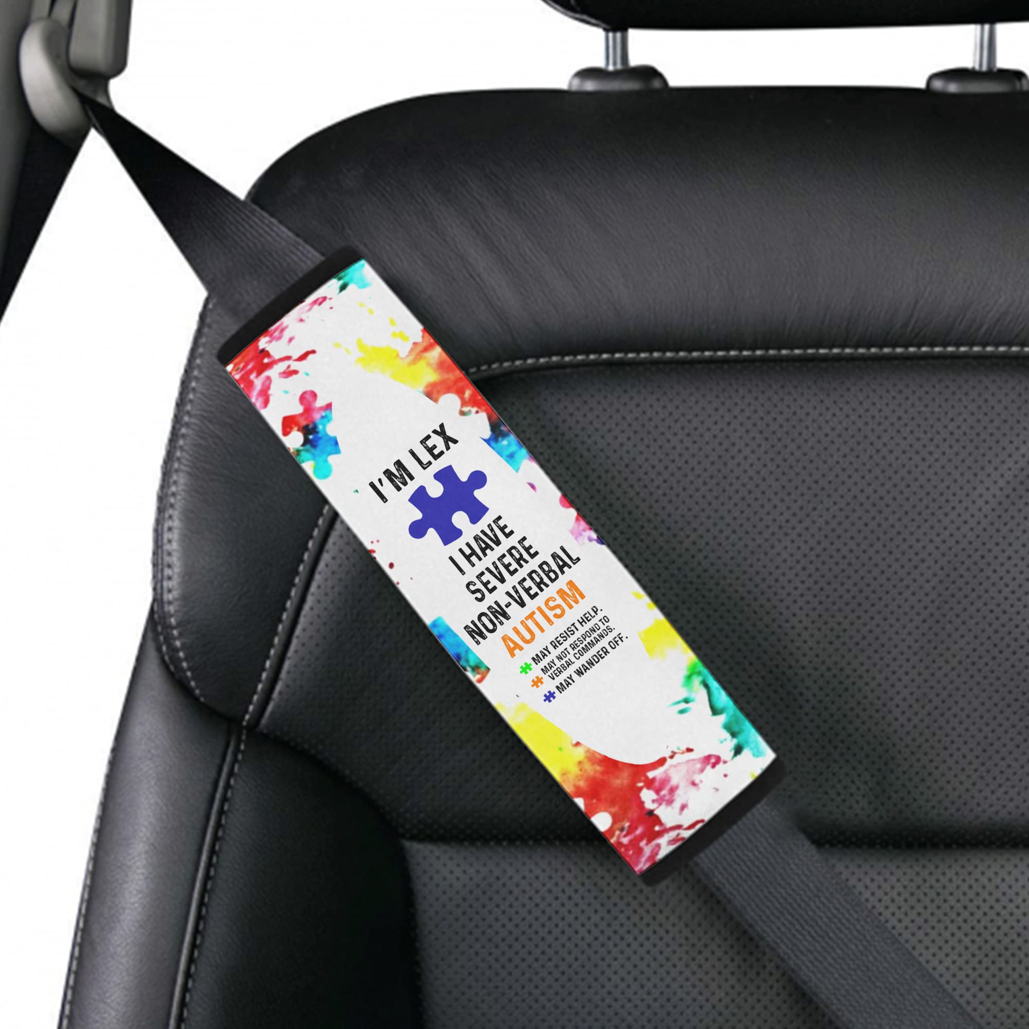 AprilLove I Have Serve Non-Verbal Autism Awareness Seat Belt Covers Special Need Autistic Car Seat Belt Covers for Kid Children Medical Alert, 7'' x 10''