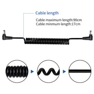 5.5mm x 2.1mm DC Power Extension Cable YACSEJAO 12V DC Right Angle Coiled Power Adapter Extension Cord for CCTV Security Camera,IP Network Camera,DVRs and More Devices