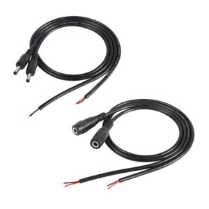 3.5mm*1.35mm dc power wire dc male and female plug to bare wire open end pigtail power cable cord 3.5mm barrel jack connector for dc power supply cable repair 2 pairs .-55 cm