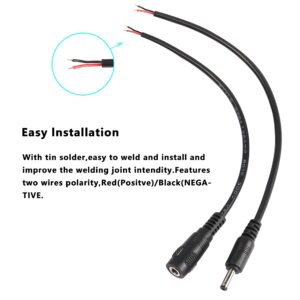 3.5mm*1.35mm DC Power wire DC Male and Female Plug to Bare Wire Open End Pigtail Power Cable Cord 3.5mm barrel jack connector for DC Power Supply Cable Repair 2 Pairs .-55 cm