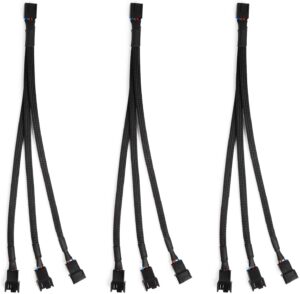 aypzuke 3 pack computer pc pwm fan splitter cable 1 to 3 (4 pin+3 pin)