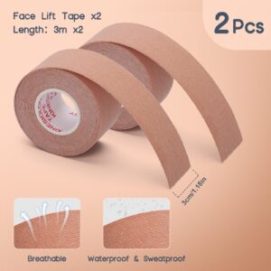 2 Rolls Facial Myofascial Lift Tape,Face Eye Neck Lift Tape, Unisex Anti-Wrinkle Patches Anti-Freeze Stickers for Firming And Tightening Skin